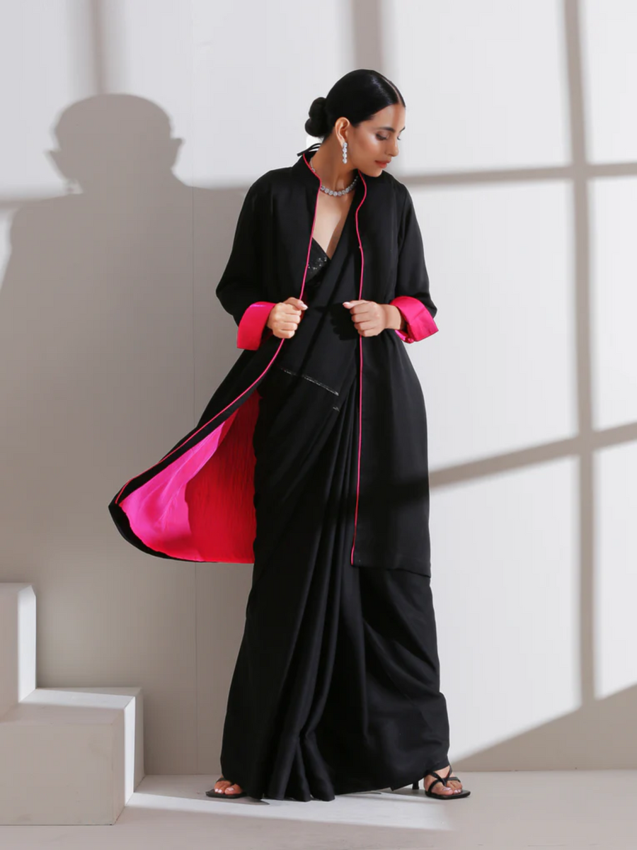Black Jacket with Fuchsia Surprise – Swtantra