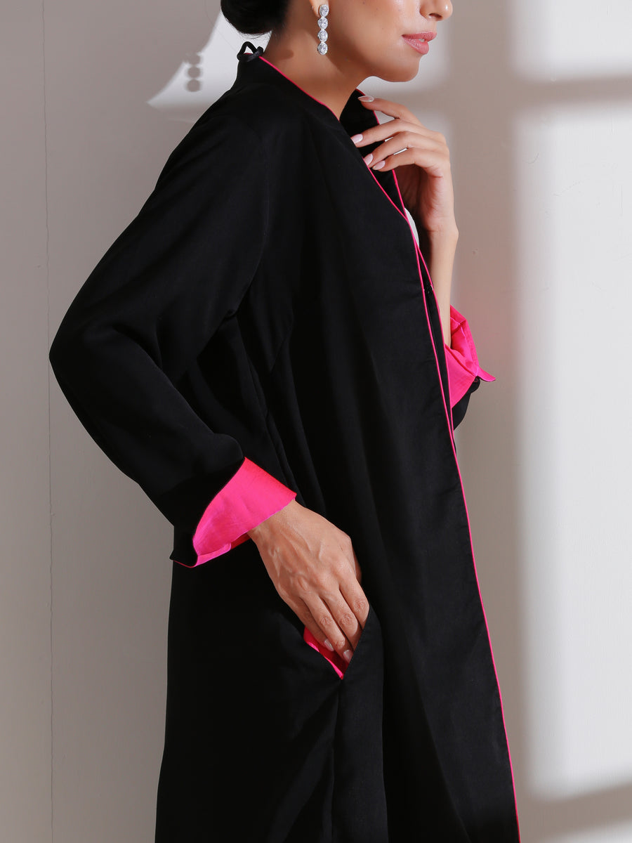 Black Jacket with Fuchsia Surprise – Swtantra
